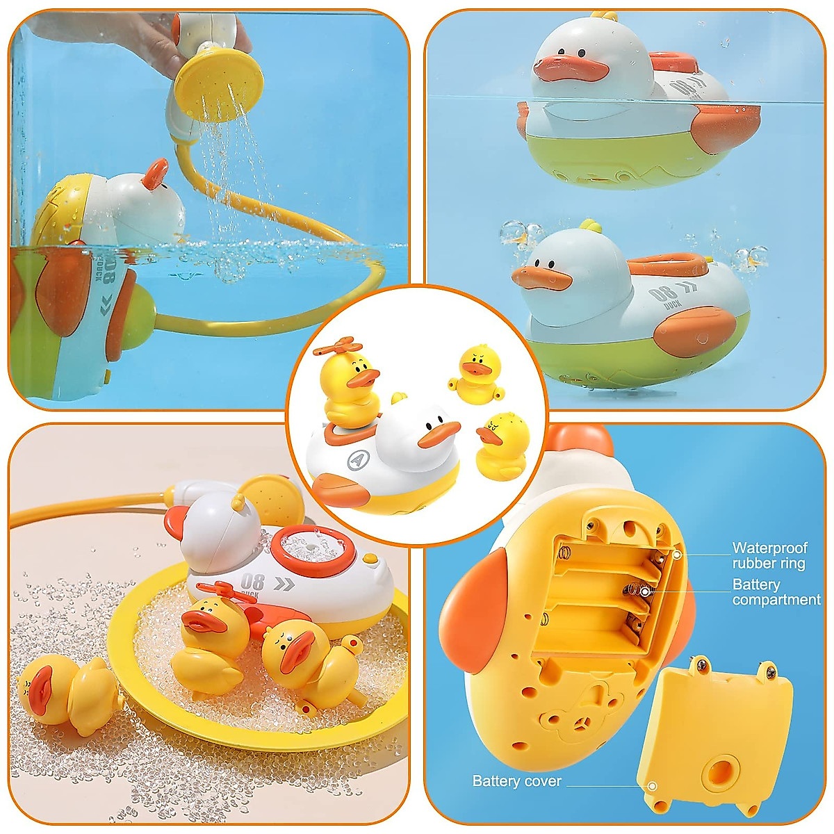 Little Bado Electric Baby Bath Toy with Head Shower Duck Spray Water Pool Bathtub Toy for Infants Kids Babies Toddlers Bath Toy for Infants Babies 6-12 Months