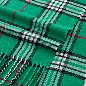 CALVIN & OLIVIA Soft Cashmere Feel Scarf Unisex Classic Plaid Tartan Winter Scarves Ombre Buffalo Tartan Tweed Houndstooth Gift for Men Women Classic Green Plaid
