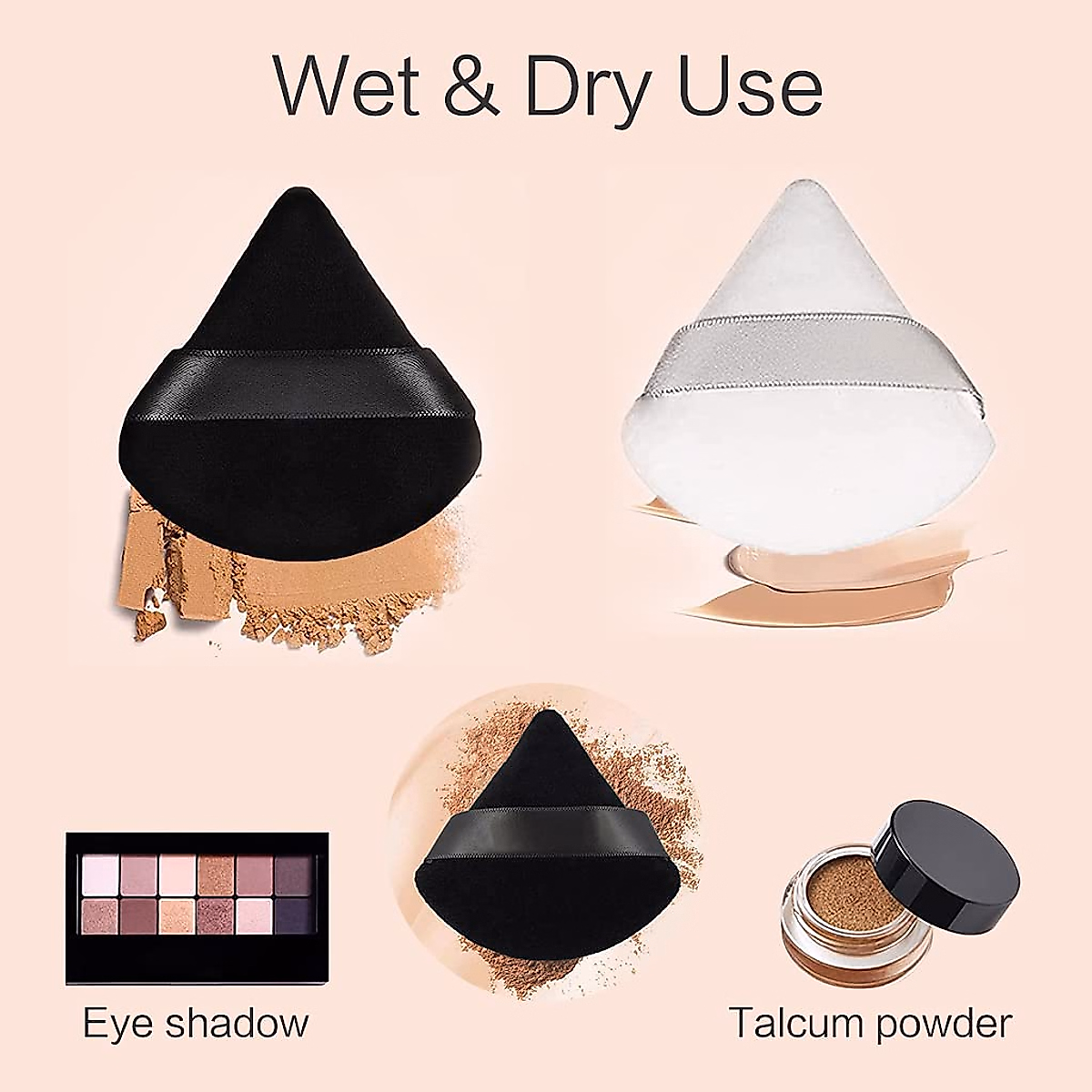 8 facial soft triangle puffs, 5 makeup mini puffs, wet and dry makeup tools, used for powder, mineral powder, body powder, foundation make-up, washable powder puffs