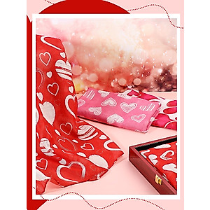 4 Pieces Valentine's Day Scarf for Women Pink White Heart Print Scarf Valentines Scarf for Women Girl Christmas Birthday Valentine's Gift, 4 Styles