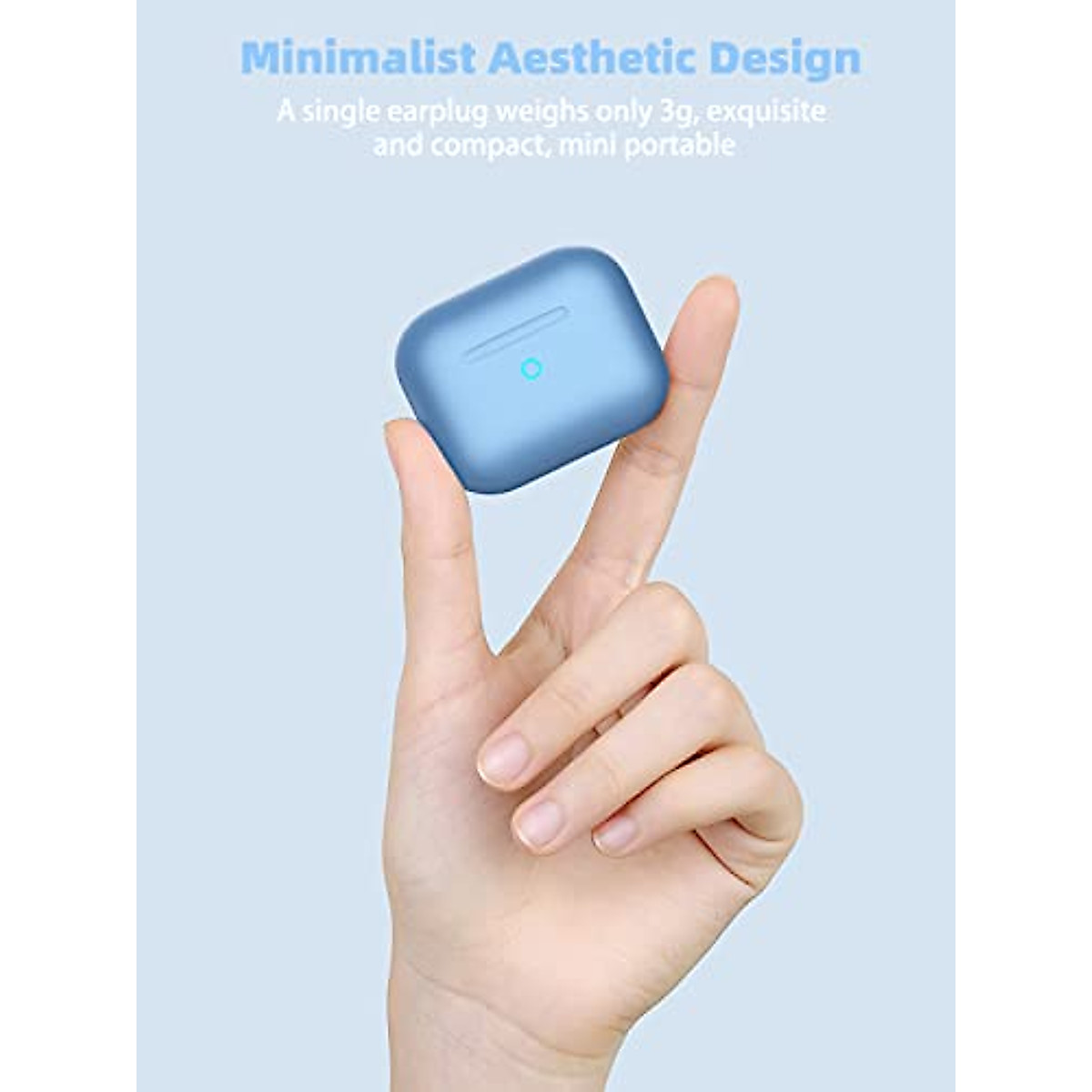 Wireless Earbuds Bluetooth 5.3 Earphones IPX6 Waterproof Headphones 2022 New Stereo Headsets with 4 Mics USB-C Charging Case in Ear 30H Deep Bass Noise Cancelling Ear Buds for iPhone Android iOS Blue