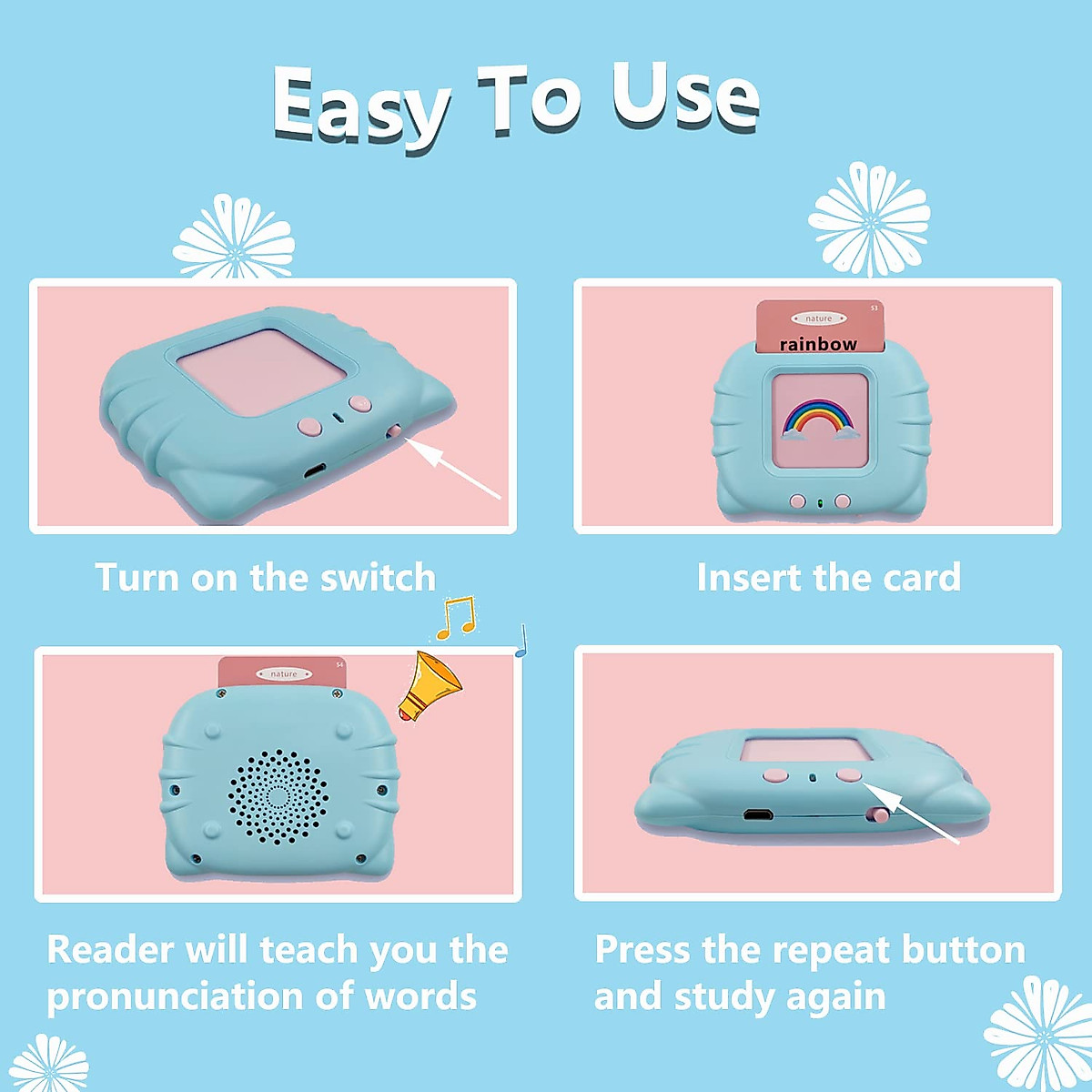 TOVVILD Toddler Learning Toys for 2 3 4 5 6 Year Old Boys Girls - Talking Flash Cards 224 Sight Words Autism Speech Therapy Toys Preschool Educational Toys Birthday Gifts