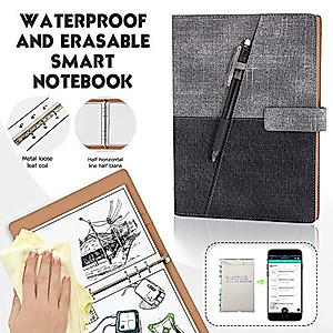 Smart Reusable Notebook with A Pen, A5 Waterproof Erasable Smart Notebook Repeating Loose Leaf Diary Stone Paper Business Notebook 10ml (BK)