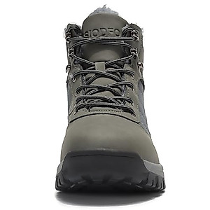 TSIODFO Snow Boots for Men Waterproof Winter Shoes The Cold Weather Insulated Fur Warm Outdoor Boots Grey Size 12