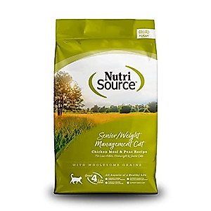 NutriSource Senior Cat Food, Made with Chicken and Rice, Weight Management Blend, with Wholesome Grains, 6.6LB, Dry Cat Food
