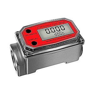 XAXAX Water Flow Meter, Aluminum Alloy Digital Flow Meter, LCD Electronic Fuel Meter Flowmeter, NPT Counter Petrol Methanol Water,Gallon, QTS, PTS, L, m³(2Pcs Red Flowmeter)