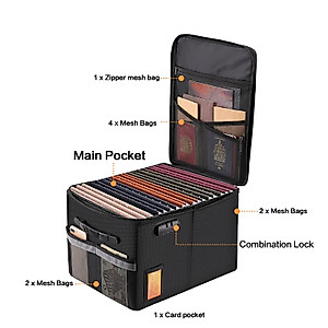 TOMKID Fireproof File Cabinet with Lock, Fireproof Document Organizer Collapsible File Box Filing Cabinet with Handle for Letter Legal Folder Certifications