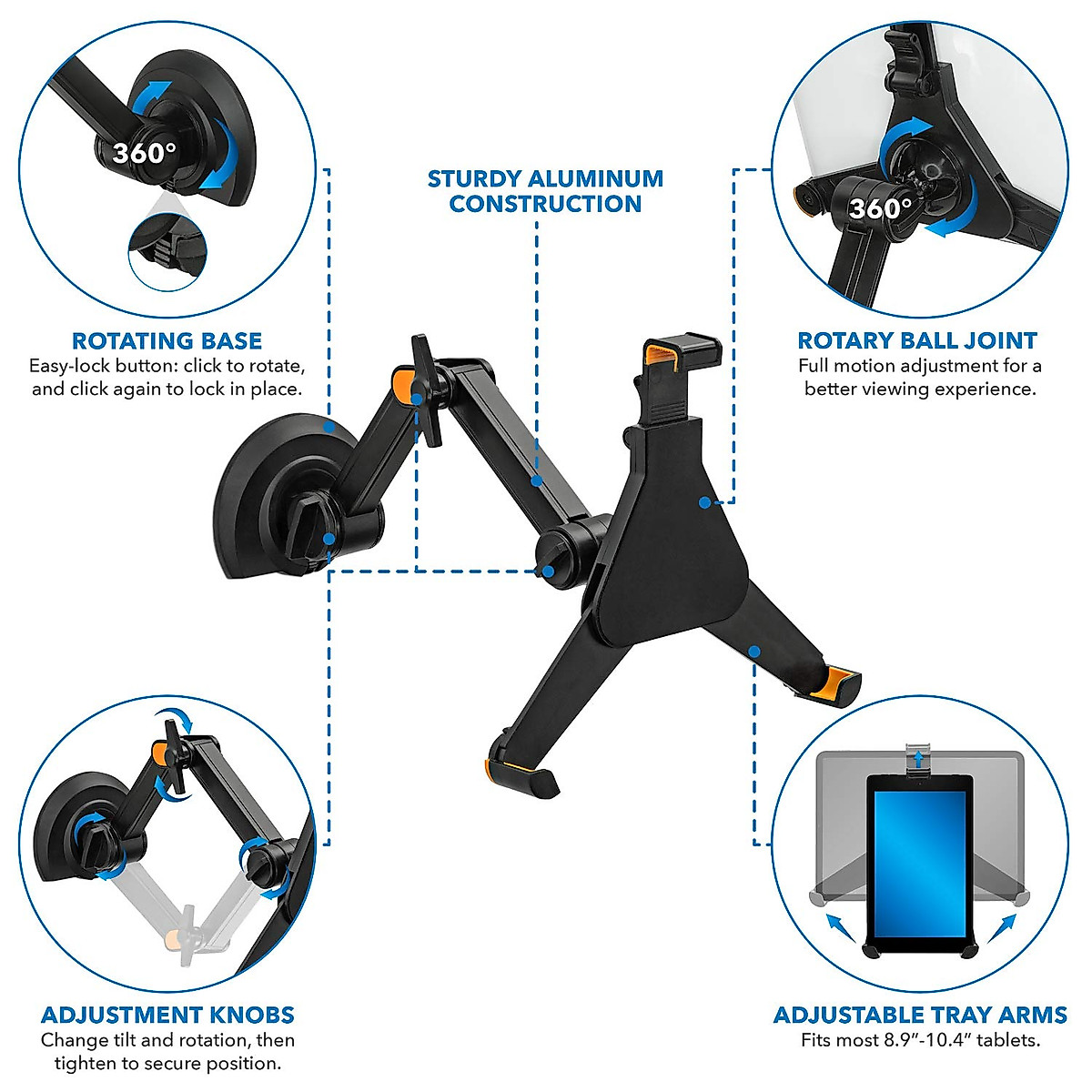 Mount-It! Universal Tablet Wall Mount for iPad | Kitchen Tablet Wall Mount | Tablet Stand for iPad, Galaxy Tab, Fire & 8.9-10.4 Inch Tablets (MI-1401)