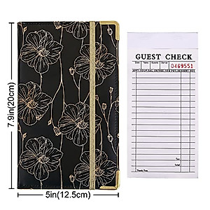 Server Books for Waitress Cute Waitress Book with Money Pocket Leather Server Book with Zipper Wallet Black Serving Book Organizer Fit Server Apron