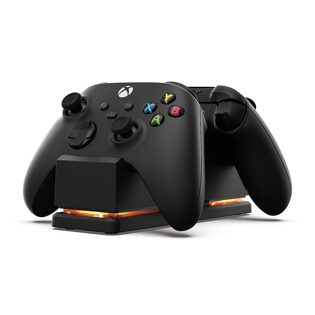 PowerA Dual Charging Station for Xbox X|S and Xbox One Wireless Controllers, 1 x Dual Controller Dock for Snap-Down Charging with LED colour Changing Indicator, 2 x Rechargeable Battery Packs - Black