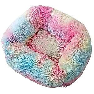 Durable Comfortable Natural Cat Dog Beds for Pet,Square Plush Dog Cat Thickened Warm Soft Pet Tent Cave Nest Bed Mat Pad Kennel - Hot Pink S