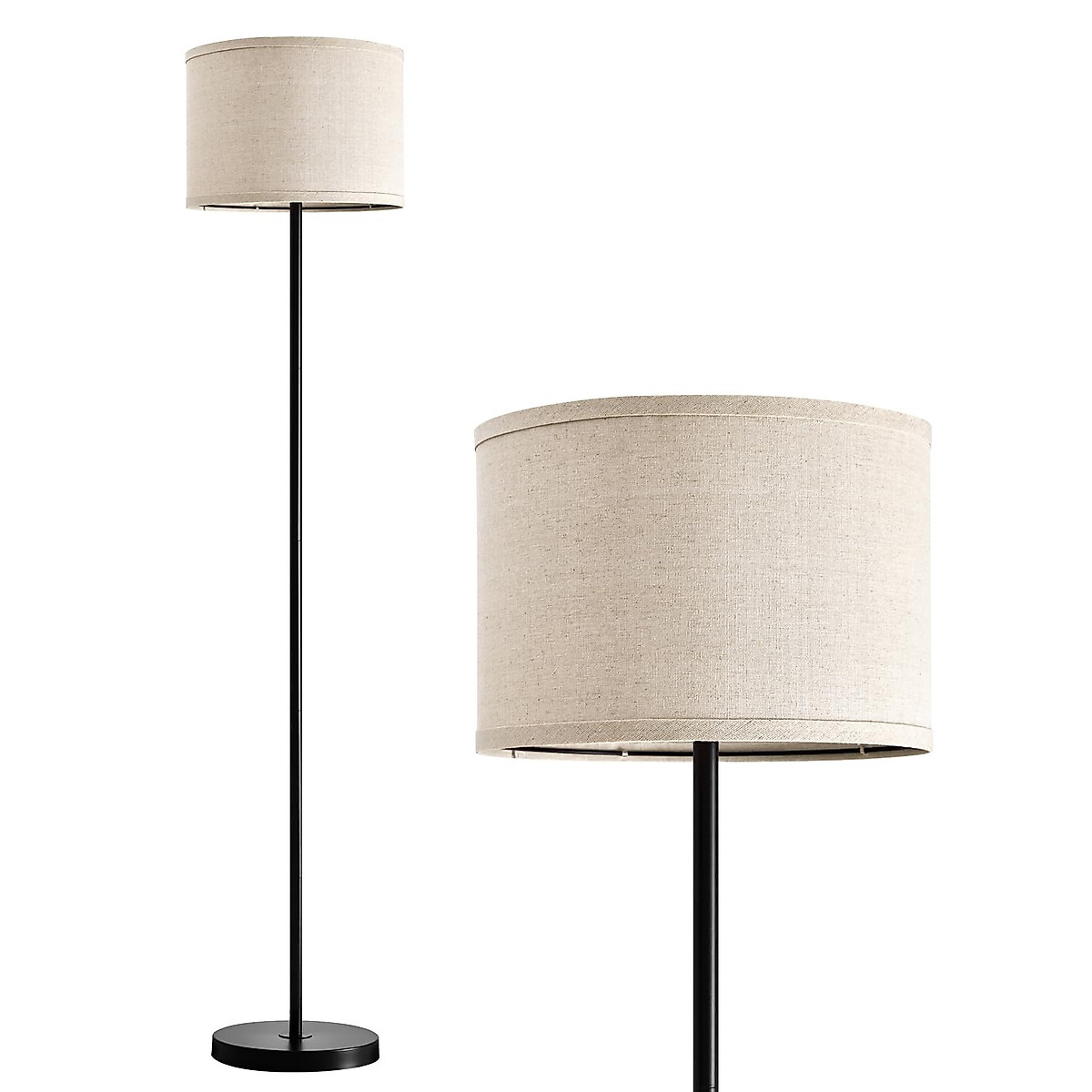 Oneach 61" Farmhouse Industrial Floor Lamp for Living Room Standing Floor Lamp Rustic Floor Lamps for Living Room Bedroom Tall Lamps with Rotary Switch for Bedroom with Natural Linen Lamp Shade