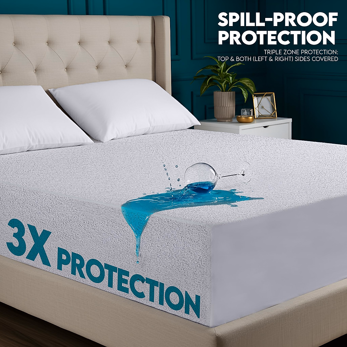 Utopia Bedding Waterproof Bamboo Mattress Protector (Queen) – Stretches up to 17 Inches Deep – 5 Sided Mattress Cover – Soft & Breathable Fitted Style