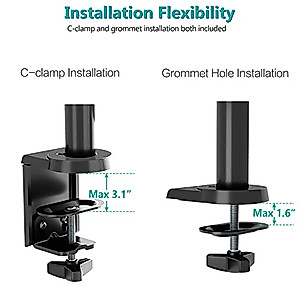 WALI Dual Monitor Mount, Adjustable Gas Spring Arms Mount for 2 Monitors up to 32 inch, 17.6lbs Weight Capacity, Fully Adjustable for Home Office (GSDM002), Black
