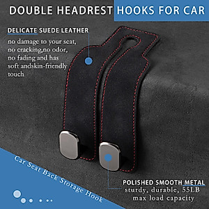 Car Seat Back Storage Hook,2 Pcs Headrest Hooks For Car,Leather Car Seat Hanger Double Hook Holder For Bags,Hat,Purses and Handbag,Car Hidden hanging Organization Accessories For Women Man(Black)