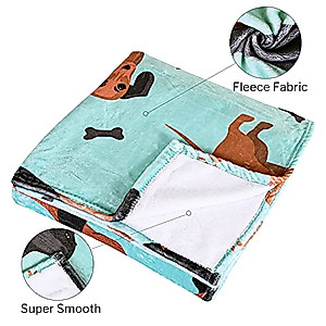 RosieLily Dachshund Blanket Dachshund Throw Blanket Dog Throw Blankets Fleece Dog Blanket for Couch Kids Dog Print Blanket for Adults Kids Warm Fuzzy Throw Blanket for Couch,Sofa,Bedroom(50Wx60L)