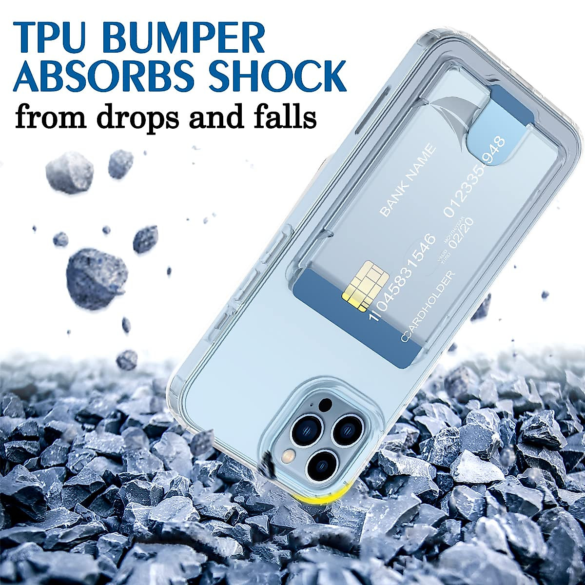 Petocase for iPhone 13 Pro Max Wallet Case 6.7in,Card Holder Slot Ultra Bling Slim Clear Flexible TPU Gel Rubber Soft Silicone Protective Phone Case for Apple iPhone 13 Pro Max Crystal Clear