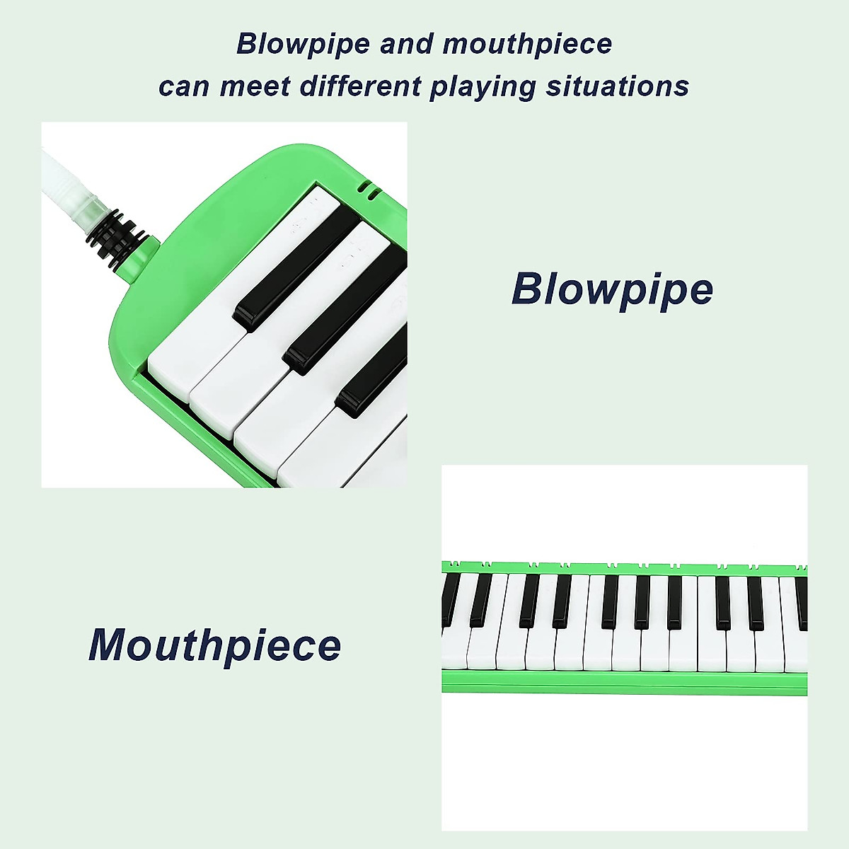 37 Keys Melodica Air Piano Keyboard Pianica Wind Musical Instrument for Beginner Professional Training(green)