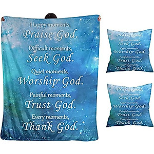 Religious Blanket Prayers Christian Gifts Soft Throw Blanket, Healing Throw Blanket with Inspirational Thoughts Bible Verse Blanket Perfect Caring Gift for Women & Men 60"x50"