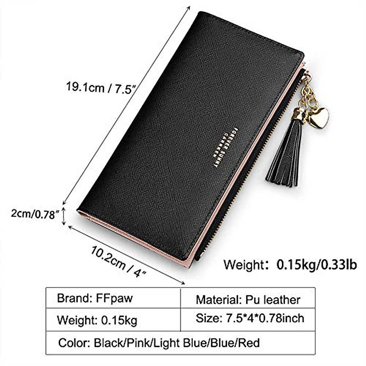 FFpaw Wallet Women RFID Blocking Small Womens Wallet Leather Slim Phone Clutch Long Coin Purse Travel Zipper Pocket Credit Card Holder for Women Ladies