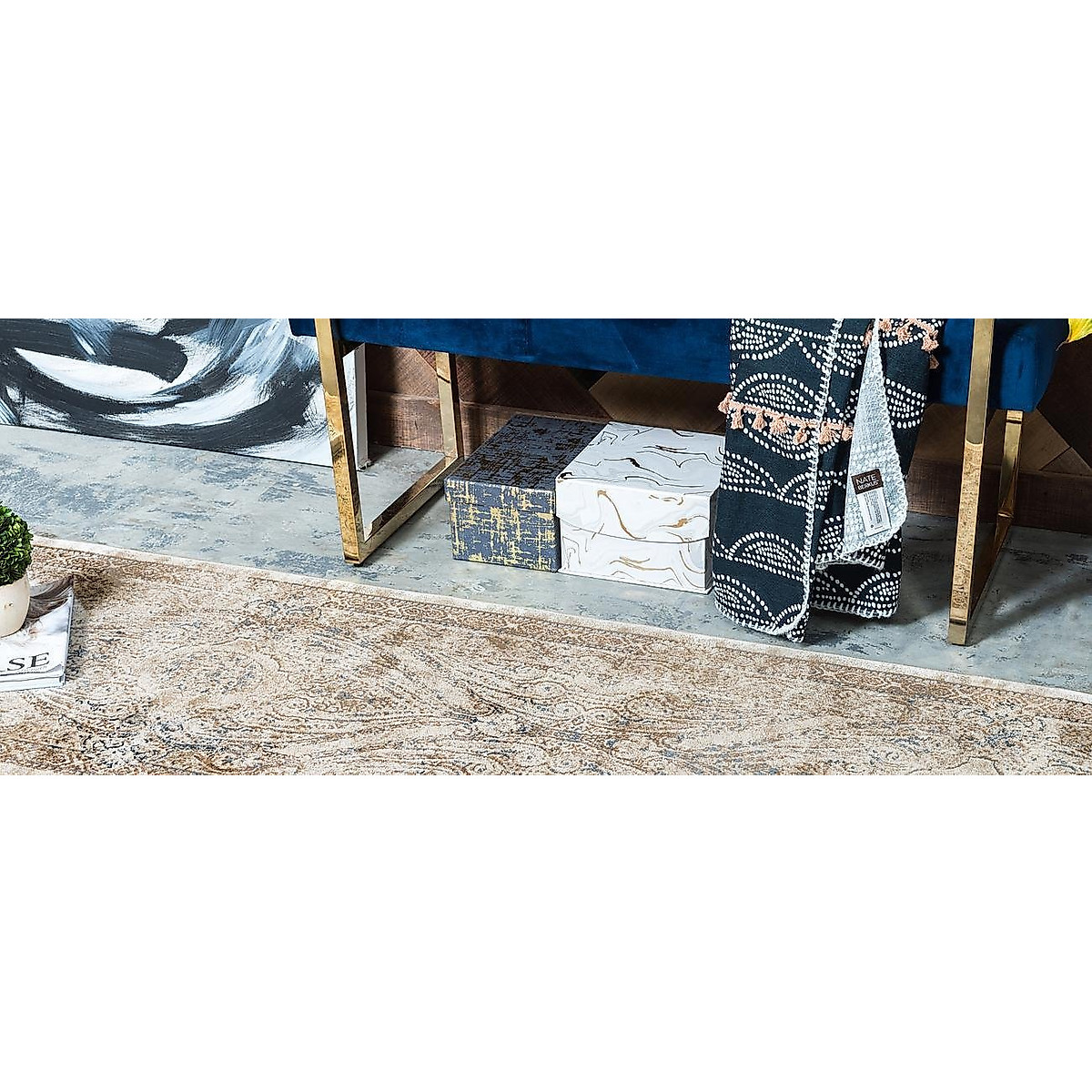 Unique Loom Chateau Collection Area Rug, 4' x 4' Round, Beige