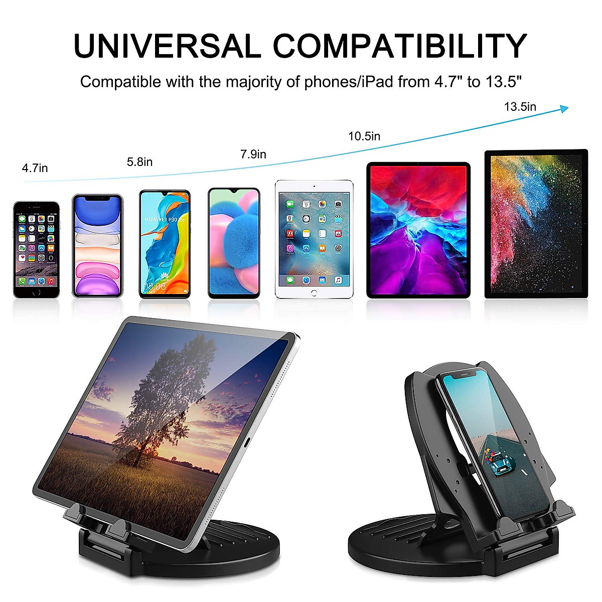 AboveTEK Tablet Stand, 360° Rotating Commercial iPad Stand, Swivel Design for Store Retail Office Bedside Showcase Reception Kitchen Home