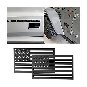 BESULEN 3D American Flag Emblem Decal, 2 Pack Acrylic Cut-Out Military Patriotic Sticker, Matte Black Auto Bumper Door Window USA Flag Emblem, Car Exterior Accessories for Truck, SUV, Motorcycle