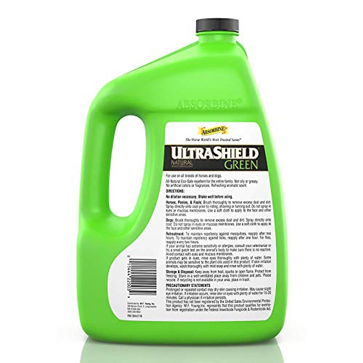 Absorbine UltraShield Green All-Natural Fly Spray for Horses & Dogs, Essential Botanical Oil Eco-Safe Formula Repels & Controls Ticks, Flies, Mosquitoes, Gnats, 128oz Gallon Refill