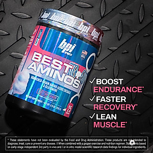 BPI Sports Best Aminos - BCAA Powder Post Workout & Glutamine Recovery Drink with Branched Chain Amino Acids for Hydration & Recovery, for Men & Women - Cotton Candy - 25 Servings
