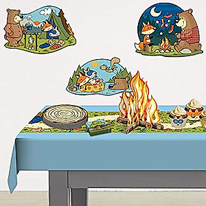 Beistle Three Dimensional Cardstock Paper Campfire Centerpiece Summer Camping Theme Western Party Decorations, 12", Brown/Orange/Yellow