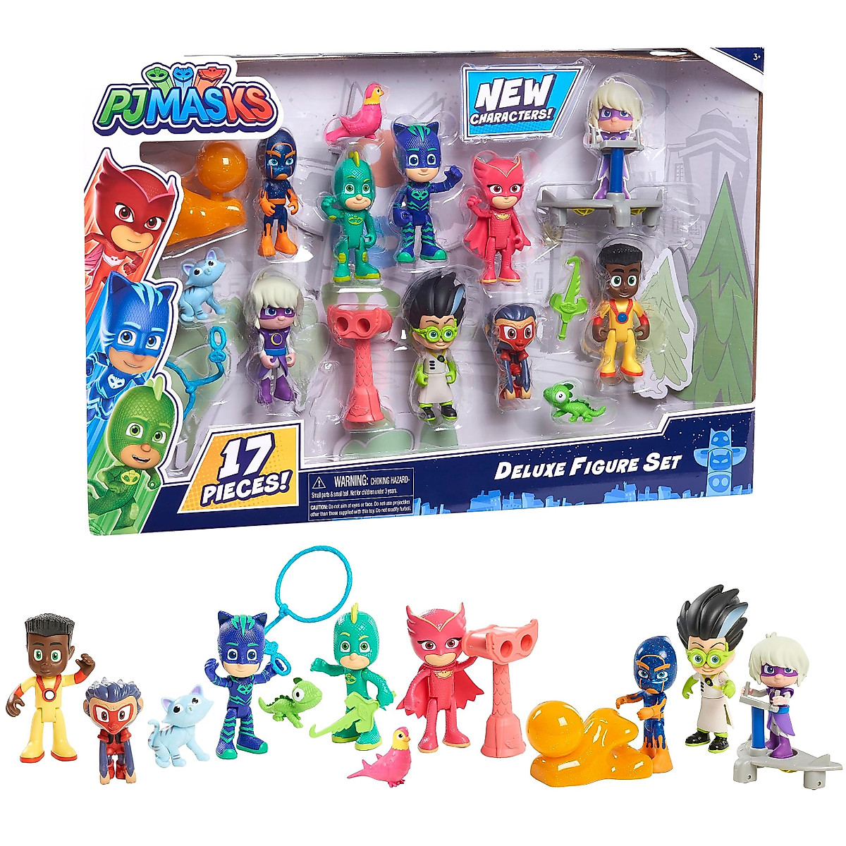 PJ Masks Deluxe Figure Set, 17 Pieces for PJ Masks Toys and Playsets, 3-inch Figures, Kids Toys for Ages 3 Up by Just Play