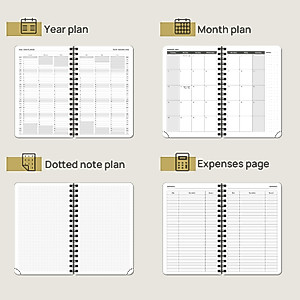 POPRUN 2024 Weekly Planner Spiral Bound - Hourly Schedule & Vertical Weekly Layout - 2024 Planner for Time Management,6.5" x 8.5"- Monthly Tabs, Pen Holder, Leather Soft Cover - Green