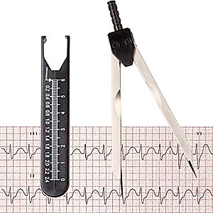 EKG ECG Caliper Electrocardiogram Divider, Black ECG Calipers with Ruler for Nursing, Durable ECG Calipers Measuring Tool for Electrocardiogram Drafting Divider