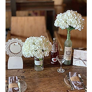 PARTY JOY 5PCS 15.4In Artificial Hydrangea Silk Flowers Bouquet Faux Hydrangea Stems for Wedding Centerpieces Home Decor (White, 5)