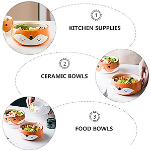 DOITOOL 3D Fox Ceramic Salad Bowl Cereal Bowl Pasta Bowls for Soup Fruits Orange and White