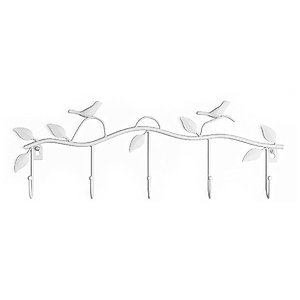 Bylesary Retro Iron Hook Rustic Metal Wall Hooks Leaf Bird Shape Decor Hook, 5 Hook Storage Rack Hooks Behind Door, Multi-Purpose Wall Organizer Hook Behind-Door Key Cloth Hanger Hook