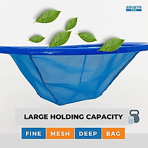 Aquatix Pro Hand Leaf Skimmer for Spa, Hot Tub & Pool with 12” Aluminum Pole, Fine Mesh Deep Bag Net, Suitable for Above Ground Swimming Pools, Kids Inflatables & Ponds, Remove Leaves & Debris Fast