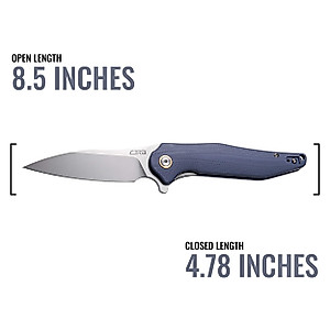 CJRB Agave Folding Pocket Knife with Clip, Liner Lock, 3.72 Inch Drop Point Blade, Grey G10 Handle