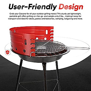 Gas One Charcoal Grill – 16-inch Portable Charcoal Grill – Barbecue Grill with 4 Levels for Flame Control – Dual Venting System – Small Charcoal Grill for Backyard, Camping, Boat