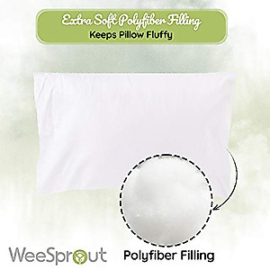 WeeSprout Toddler Pillow - Organic Cotton Shell & Pillowcase, Small Kids Pillow for Sleeping & Travel, Soft & Supportive Polyfiber Filling, Machine Washable, 18 x 13 x 3, White