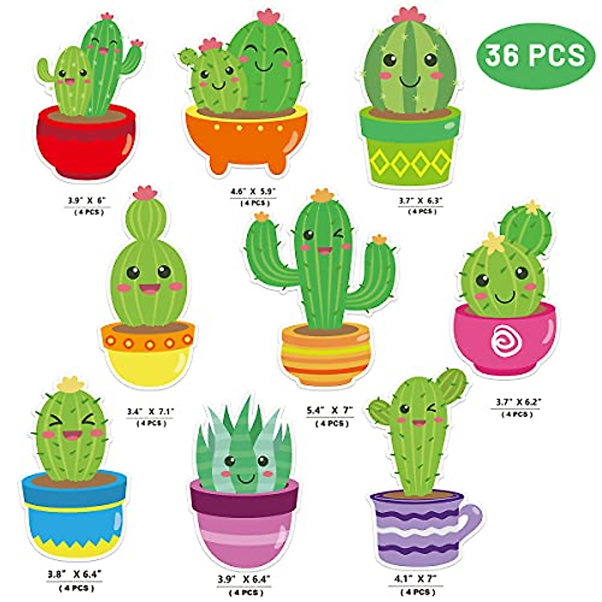 Cactus Cutouts for Classroom Bulletin Board Decoration 36 Pcs