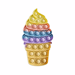 K&W Push Pop It Popsicle Cone – Ice Cream Sensory Silicone Fidget Toys – Stress Relief, Autism & Anti-Anxiety – Flexible, Odorless & Easy to Play - Perfect for Elderly, Adults & Kids | Colorful