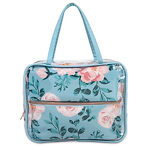 Emma & Chloe 4 Piece Toiletry Bag Set, Waterproof Home, Travel Cosmetic Train Case Makeup Bags for Women with Handle, Zipper – 4 Makeup Bags Set (Floral Florish)