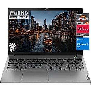 Lenovo ThinkBook 15 Premium Business Laptop, AMD Ryzen 5 5500U Processor (6 Cores, 4.0GHz), 15.6" FHD IPS Anti-Glare Display, 20GB RAM, 1TB SSD, Backlit Keyboard, Fingerprint Reader, Windows 11 Pro