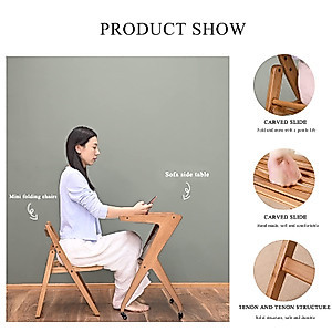 JIKUGO Folding Chair Bamboo Chairs-Small Foldable Chair for Outdoor, Dining Room, Living Room Bedroom, Office