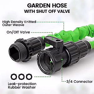 Expandable Garden Hose 50FT, Lightweight Water Pipe Water Hose with 7 Function Spray Nozzle, Portable Retractable Hose for Garden Yard Cleaning, Green