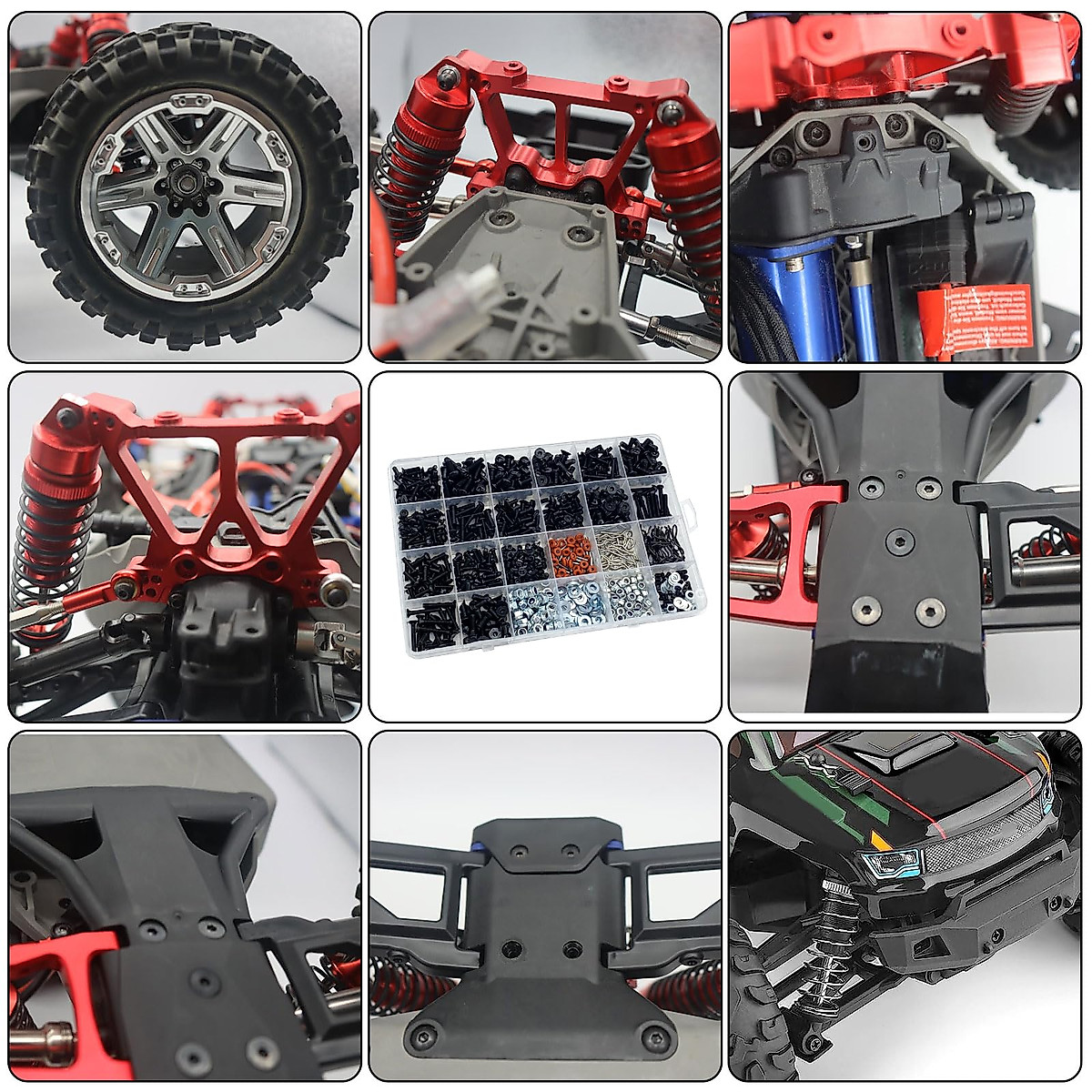 1000pcs RC Screw Kit and RC Screwdrivers, RC Tool Kit for Traxxas Axial Redcat Arrma HPI HSP SCX10 RC4WD Losi 1/8 1/10 1/12 1/16 Scale RC Cars Trucks Crawler Accessories Screw Kit