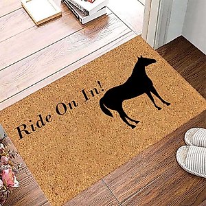 Horses Front Welcome Mat Non Slip Outdoor Entrance Funny Horse Doormat Ride On in! Indoor Door Mats for Entryway Door Mats Outdoor Doormat for Entryway, Floor Inside Back Door Mats 16x24