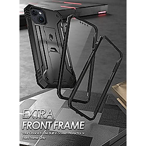 Poetic Revolution Case for iPhone 14 6.1 inch, [20FT Mil-Grade Drop Tested], Full-Body Rugged Shockproof Protective Cover with Kickstand and Built-in-Screen Protector, Black