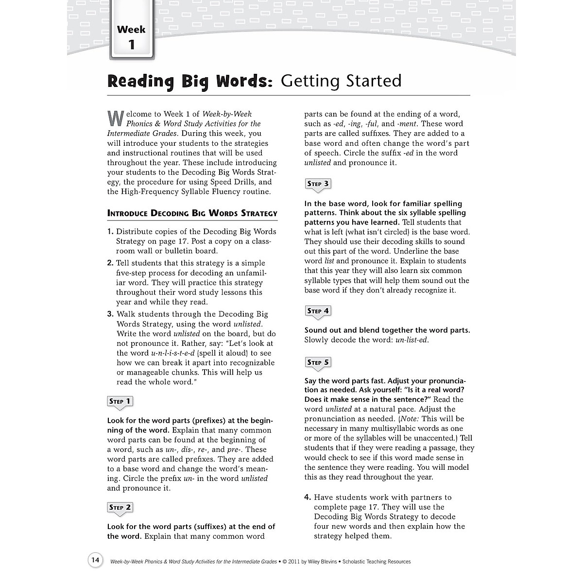 Scholastic Week By Week Phonics and Word Study for the Intermediate Grades, Grades 3-6